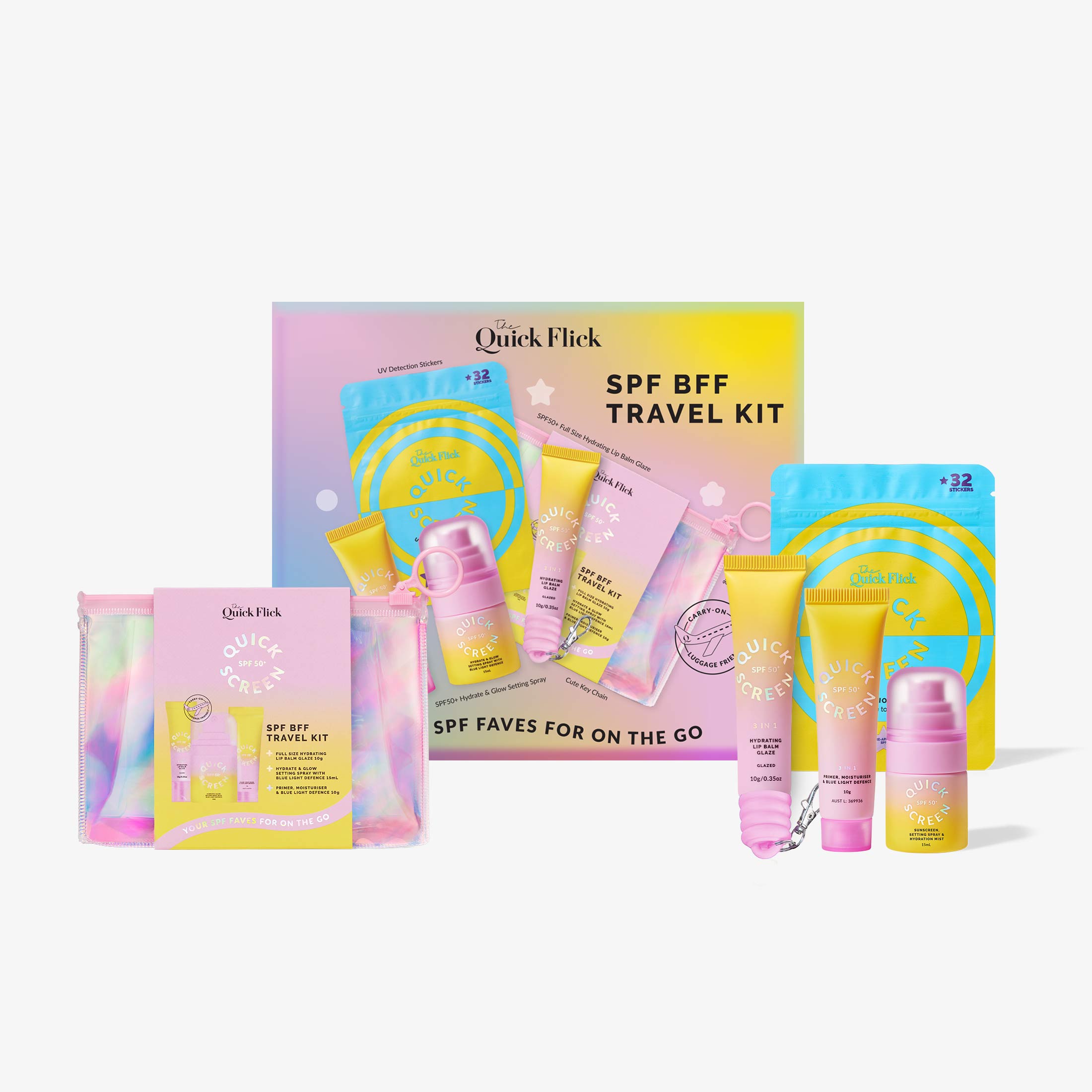 The Quick Flick Quick Screen SPF BFF Travel Kit SPF50+ UVA/UVB