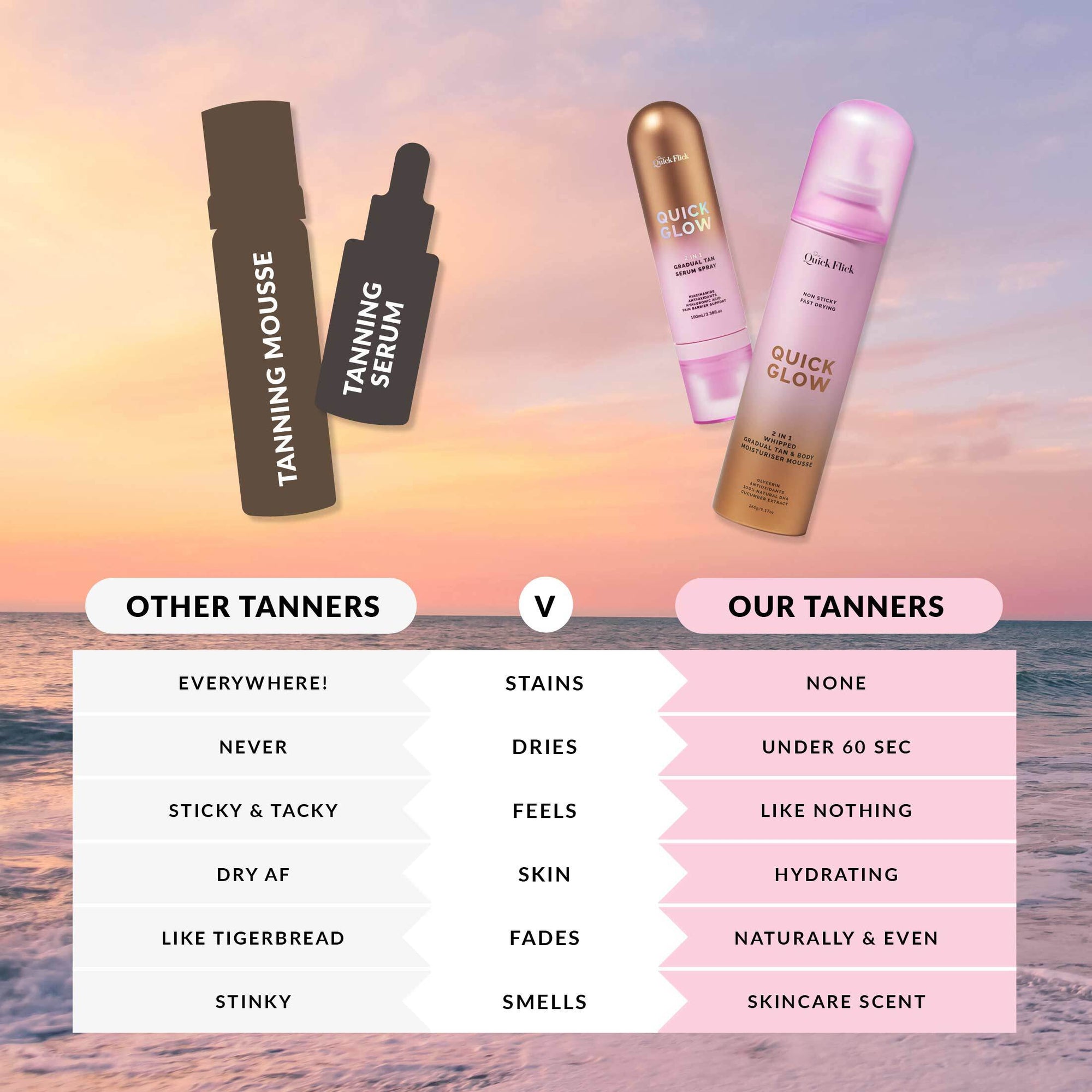 The Quick Flick Quick Glow 2 in 1 Whipped Gradual Tan Body Moisturiser ...